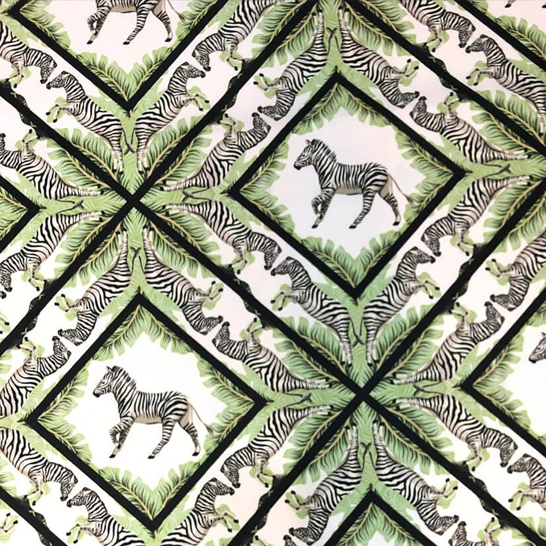 Zebra Print Fabric by the Yard, Geometric Tropical Zebra Animal Print ...