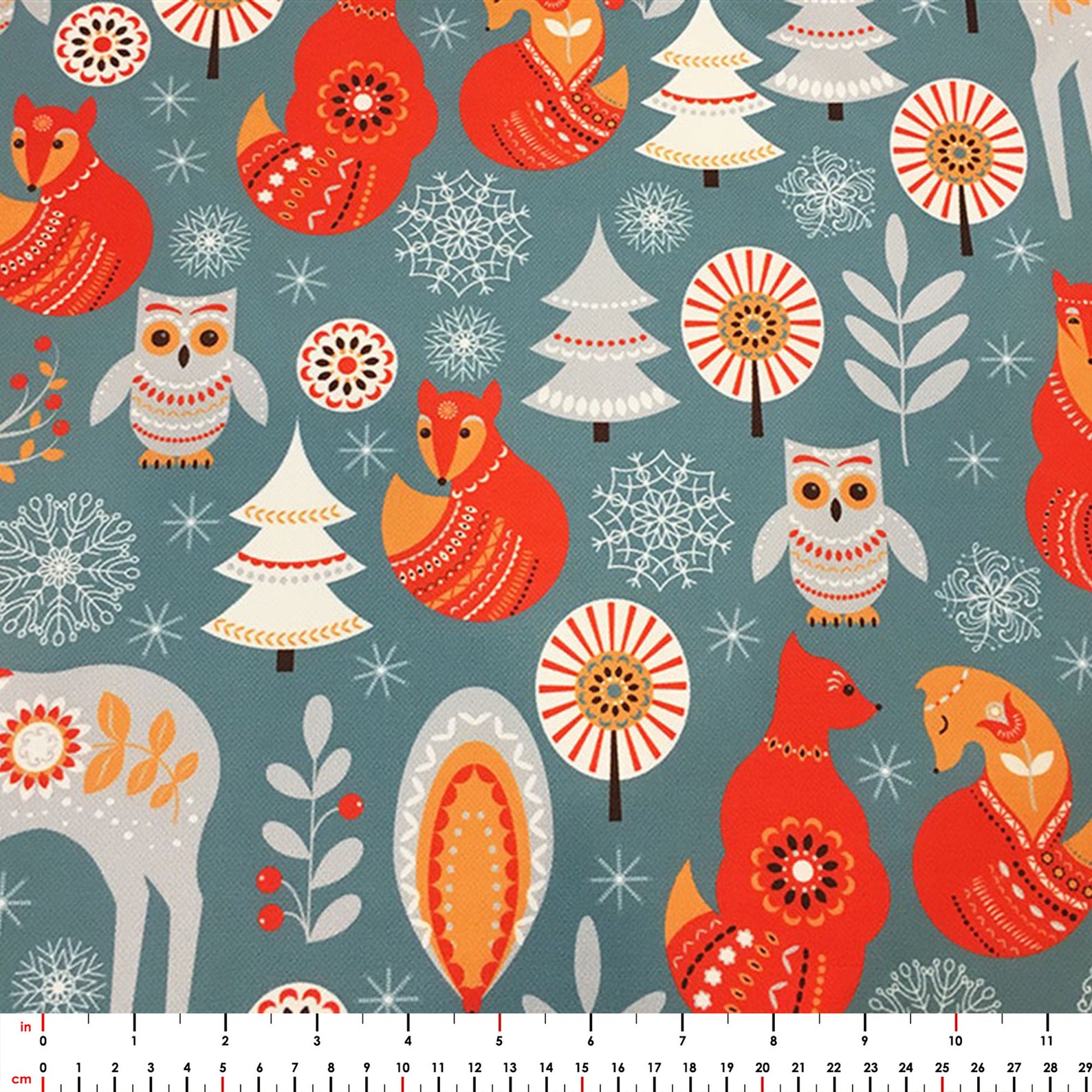 Modern Scandinavian Christmas Fabric Pastel Reindeer Fox Owl - Etsy