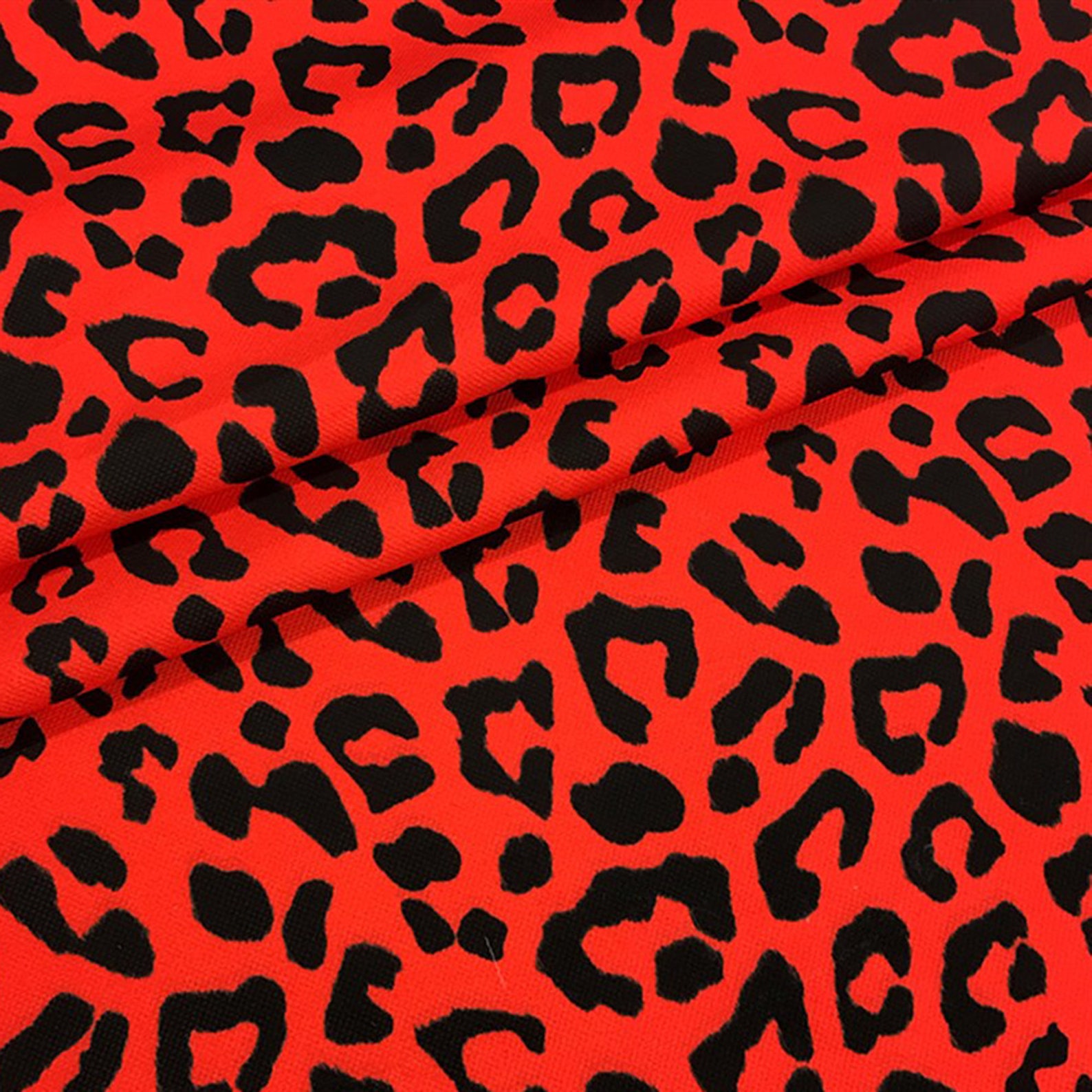 Red Leopard Fabric by the Yard Black & Red Cheetah Animal | Etsy