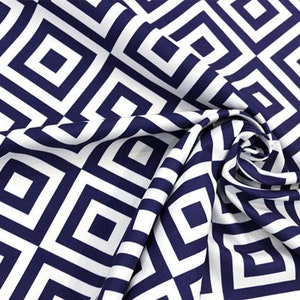 Geometric Diamond Upholstery Fabrics, Square Print Black Navy Yellow ...
