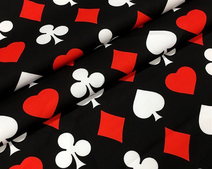 Playing Cards Fabric Scattered Playing Cards // Black by ...