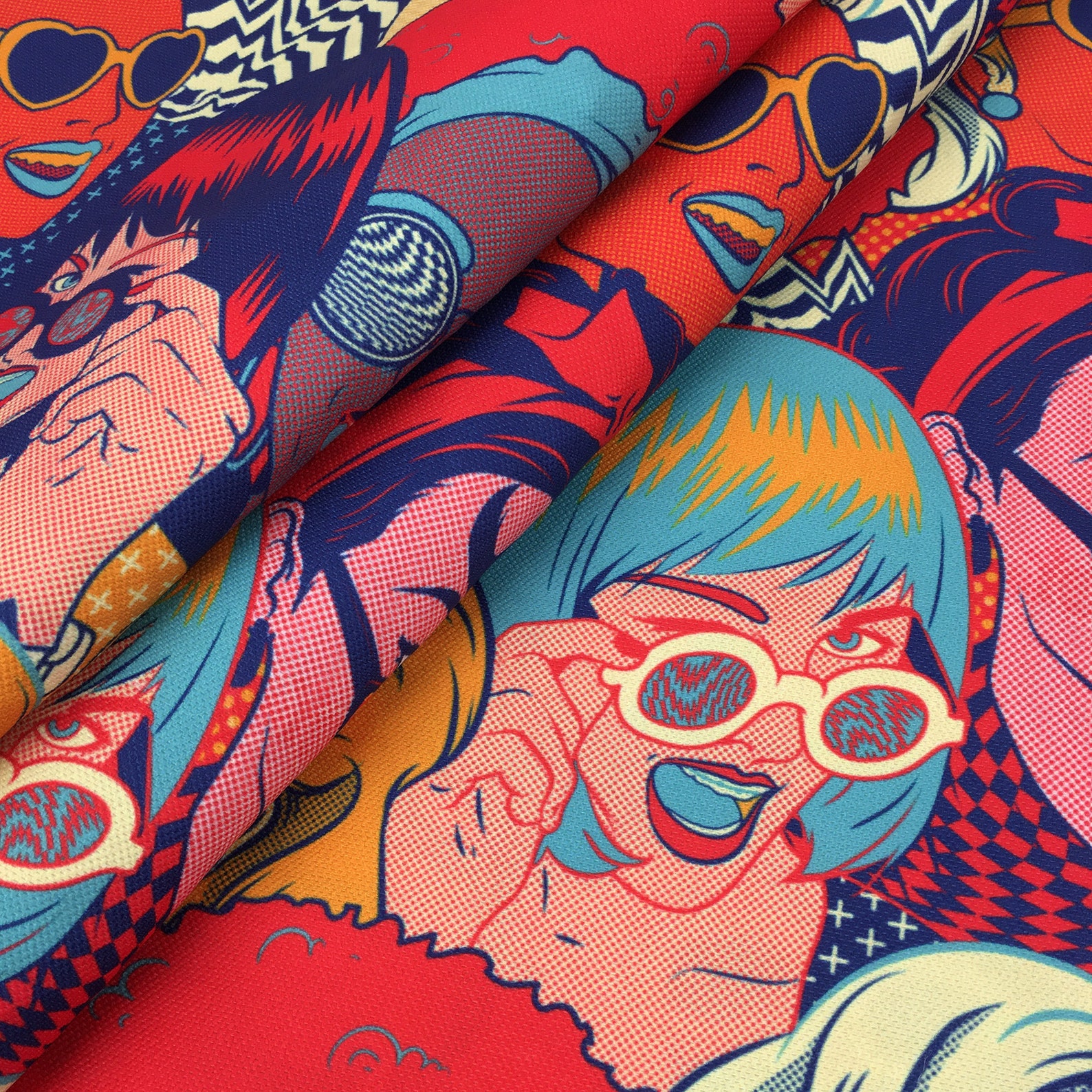 Pop Art Women Fabric by the Yard, Colorful Retro Pin up Girl Afro Woman ...