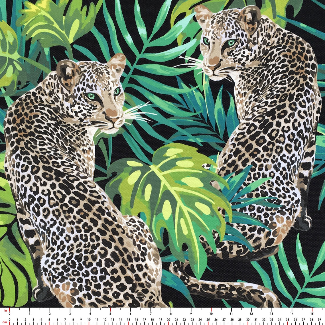 Tropical Leopard Fabric by the Yard Green Leaves and Exotic | Etsy