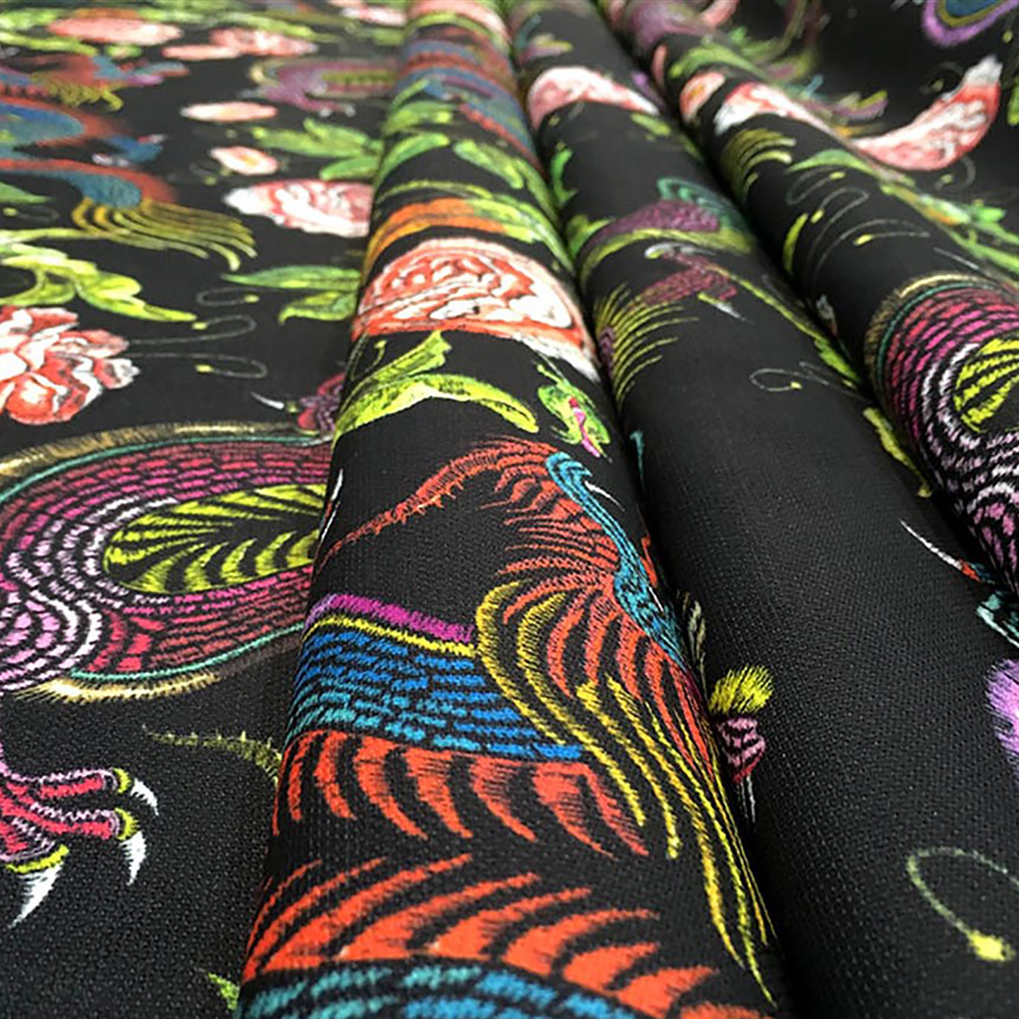 Japanese Dragon Fabric by the Yard Asian Floral Dragon Print - Etsy