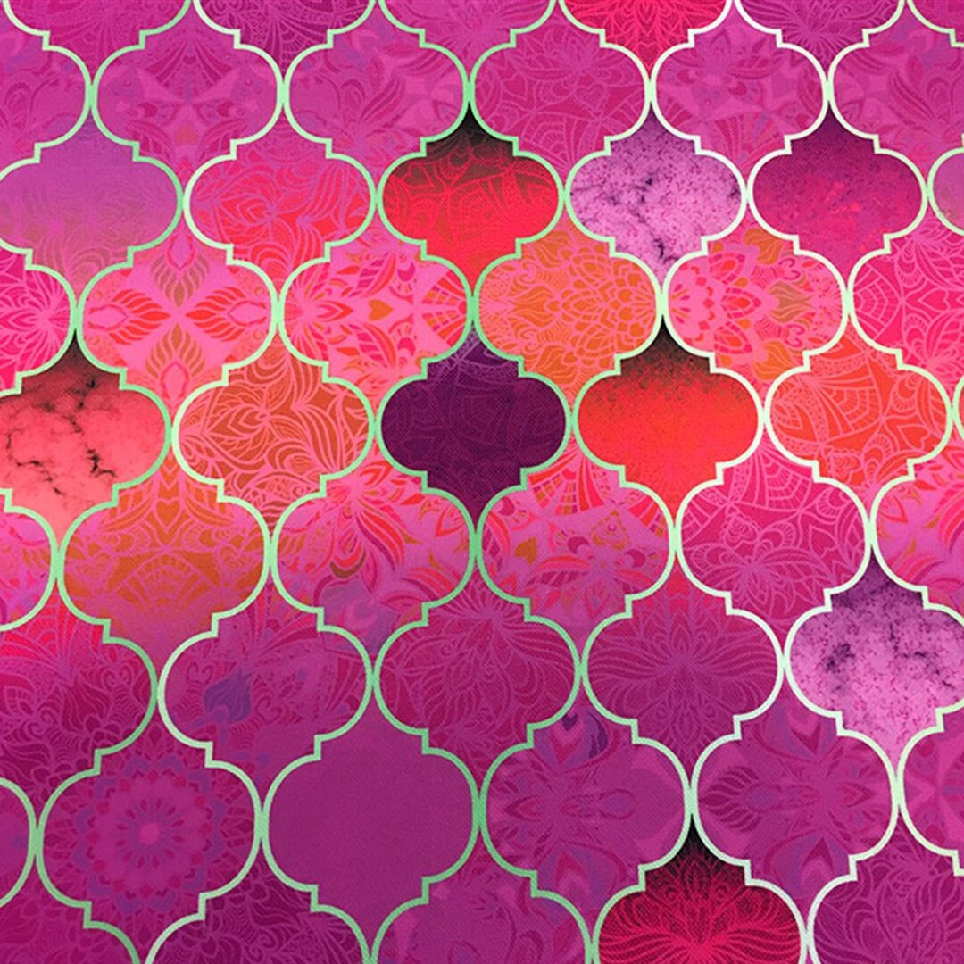 Pink Moroccan Upholstery Fabric Trellis Print Oriental Home Decor ...