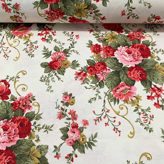 Vintage Rose Pattern Fabric