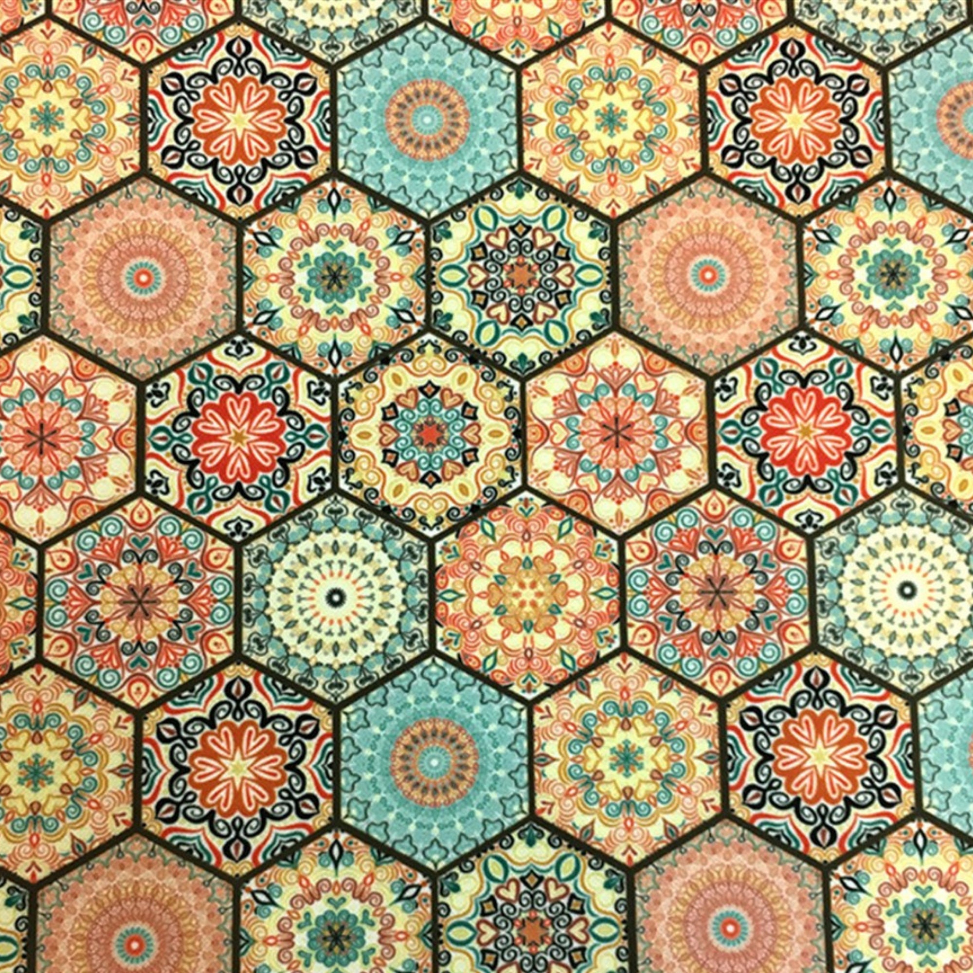 Turkish Moroccan Upholstery Fabric by the Yard Ethnic Hexagon - Etsy ...