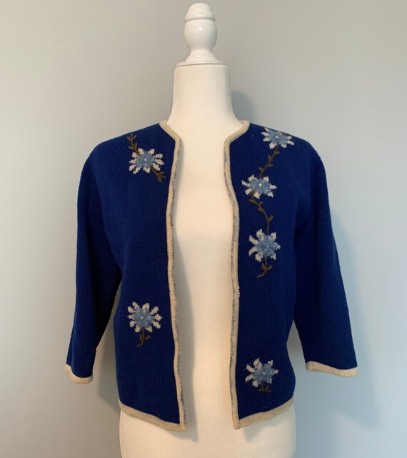 1950s Wool Sweater Vintage Embroidered Sweater - Etsy Israel