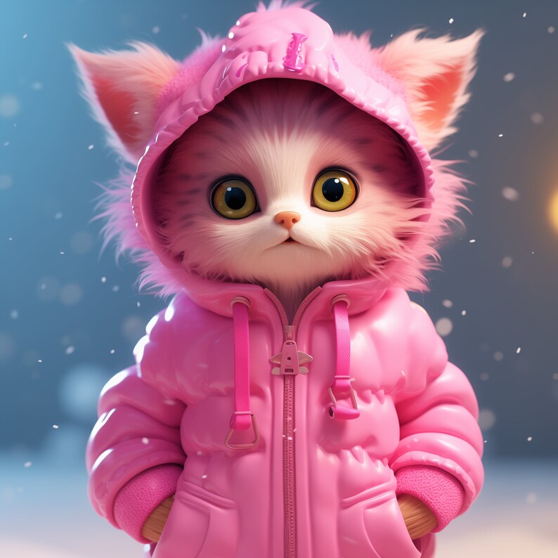 Digital Download High Quality PNG - Funny Cute Pink Cat Clipart - Card ...