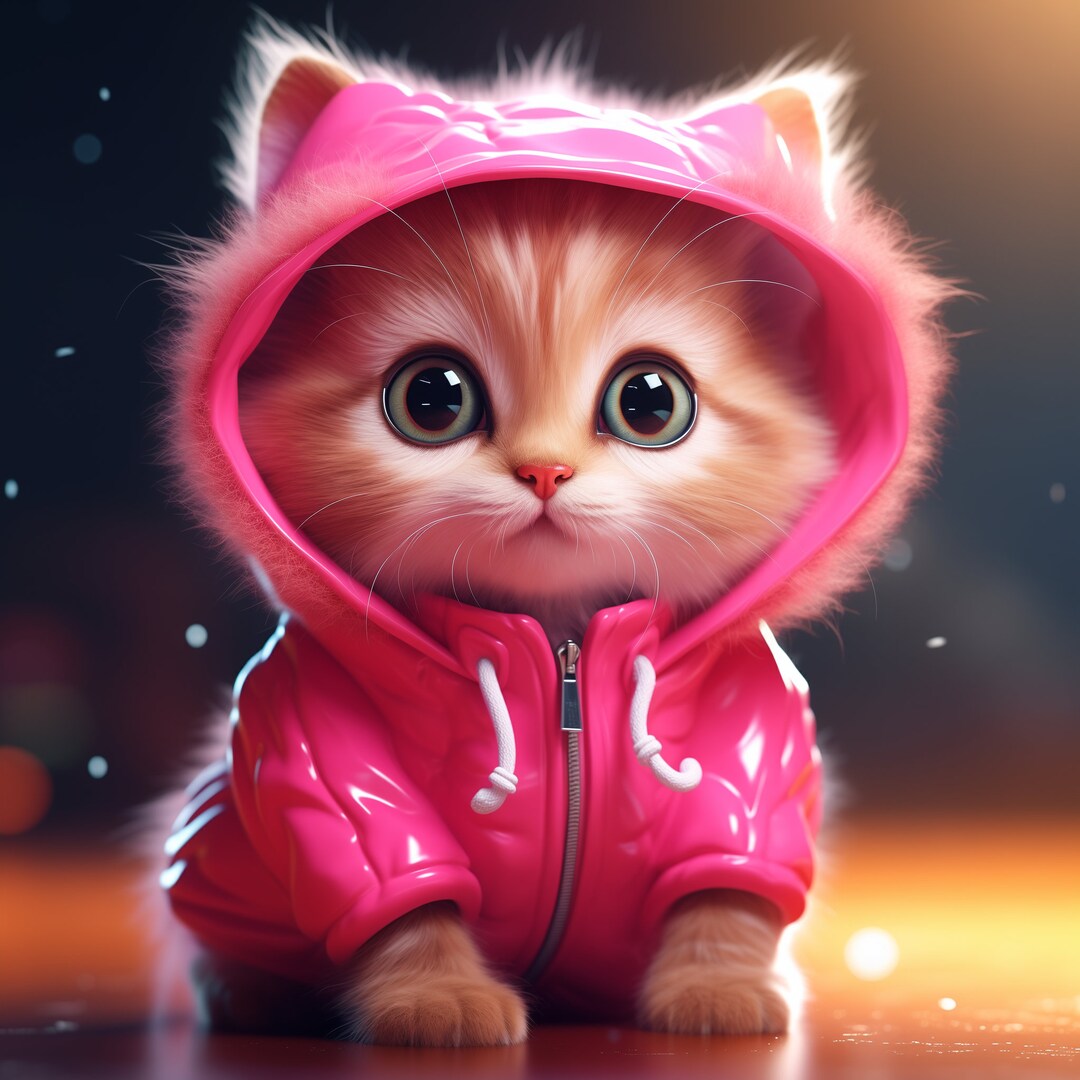 Digital Download High Quality PNG Funny Cute Pink Cat Clipart Card ...