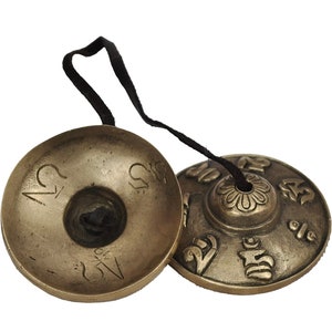 7 Metal Tibetan Tingsha Cymbals - Lucky Symbols Embossed, Handmade ...