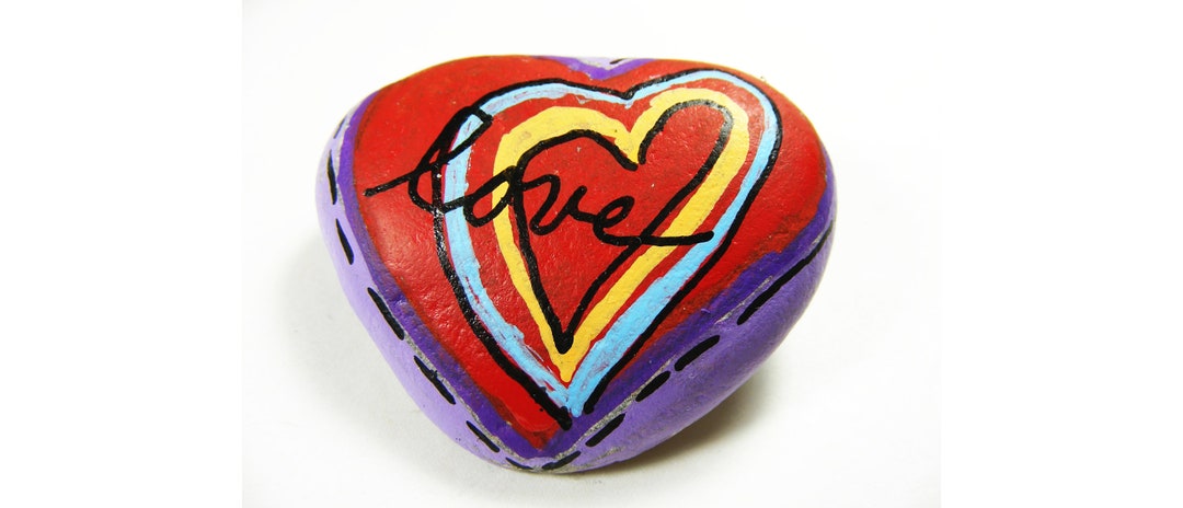 Heart With LOVE on Painted Rock, Valentine Painted Stone, H71 - Etsy