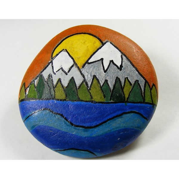 Mountain Painted Rock - Etsy