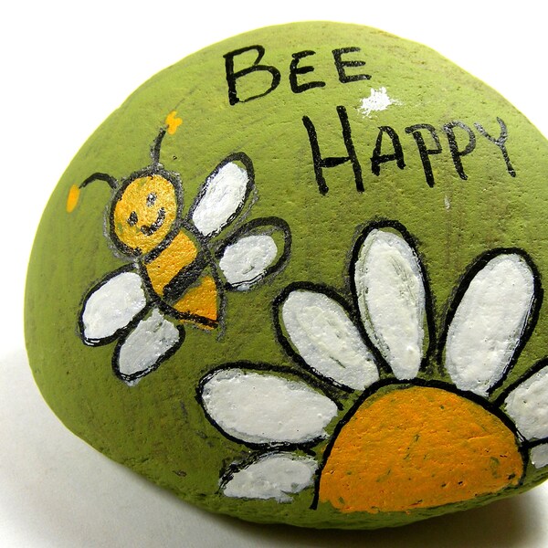 Bee Painted Rock - Etsy UK