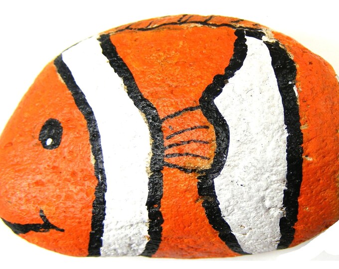 Tropical Fish Painted Rock Clown Fish Painted Stone Coastal - Etsy