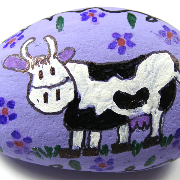 Painted Cow on Rock - Etsy