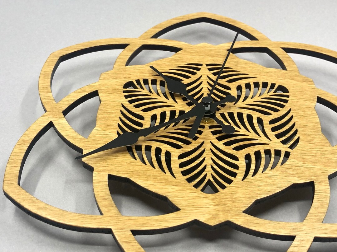 Clock • HEXA FLORA • Laser Cut Wooden Geometryart • Housewarming Gift ...