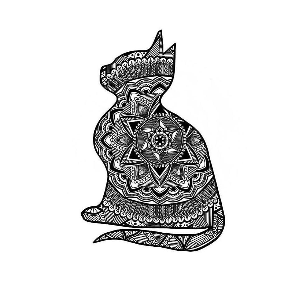Mandala Cat - Digital Colouring Page - Etsy