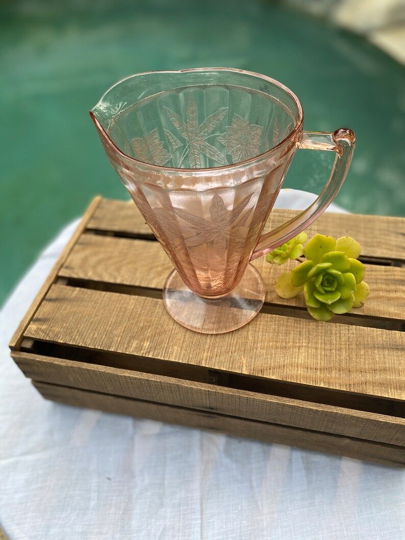 Vintage Pink Pitcher and Tumblers Set Floral Poinsettia - Etsy