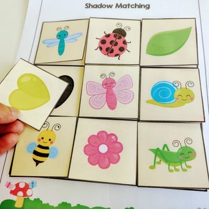 Shadow Matching Activity, Toddler Busy Book Printable Page, Bugs and ...