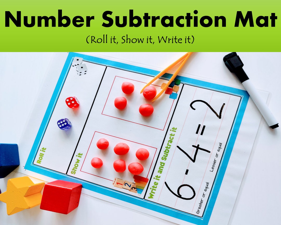 Subtraction Dice Game Printable, Math Activity, Homeschool Worksheet ...