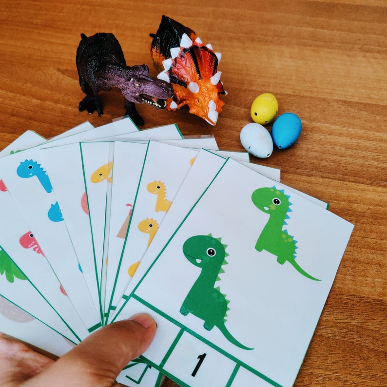 Dinosaur Playdoh Number Mats, Count and Clip Cards, Toddler Quiet ...