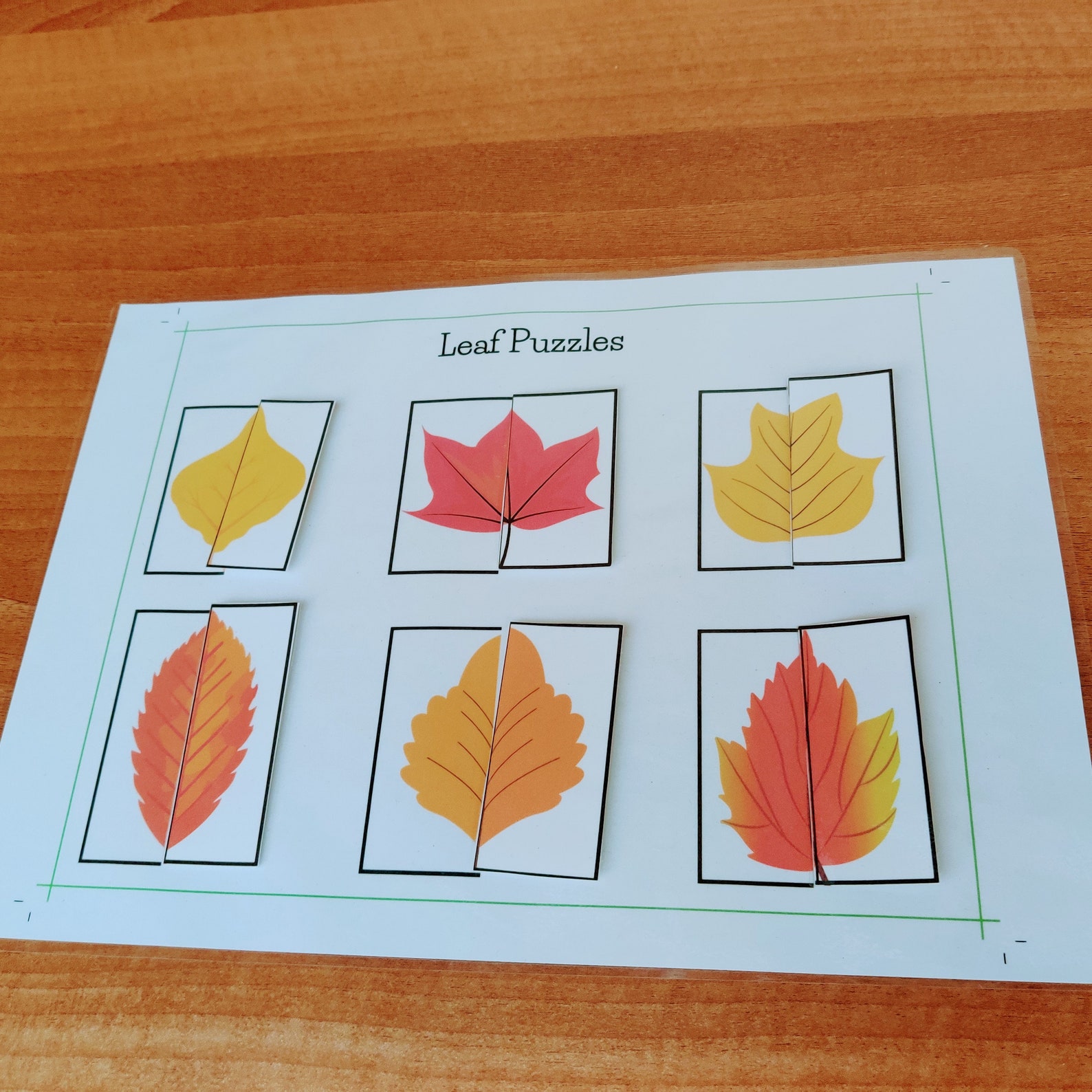 Autumn Fall Leaf Printable Puzzle, Leaf Matching Activity, Printable ...