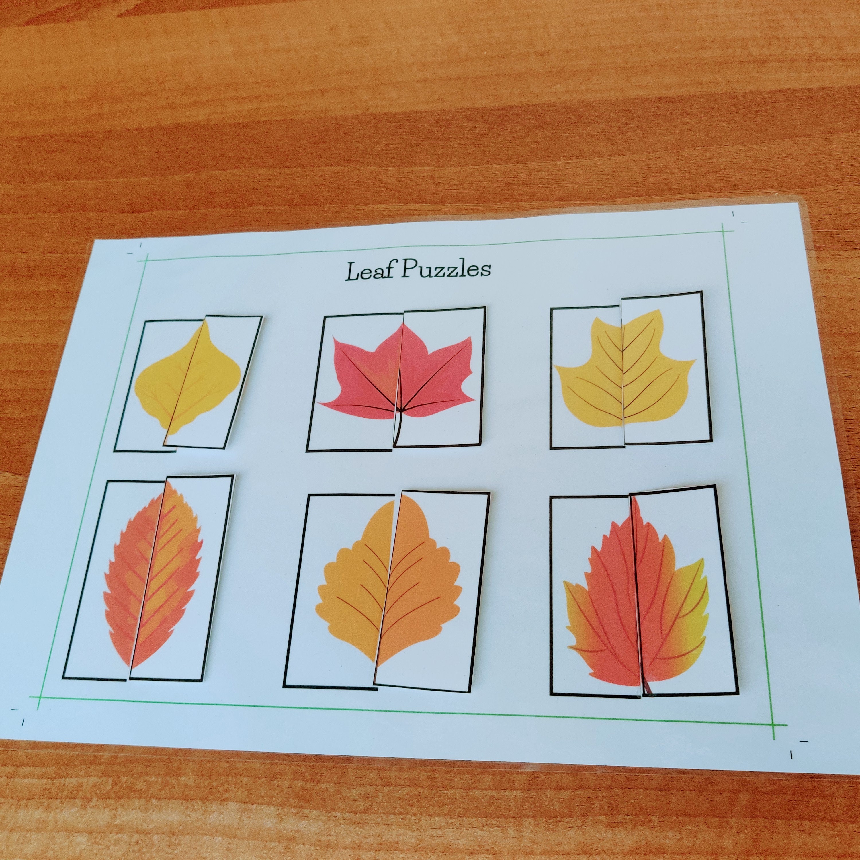 Autumn Fall Leaf Printable Puzzle, Leaf Matching Activity, Printable ...