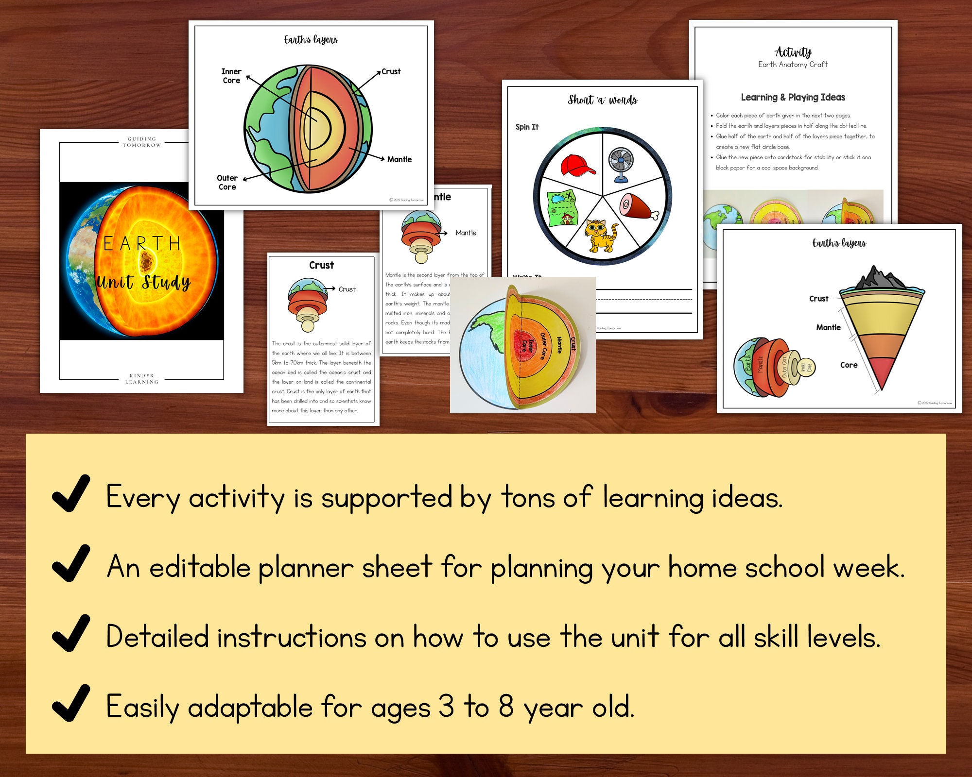 Earth Anatomy and Earth Layers Unit Study, Printable Homeschool Lesson ...
