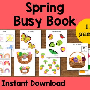 Printable Toddler Busy Book Spring, Toddler Learning Binder Download ...