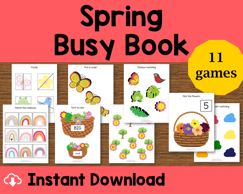 Printable Toddler Busy Book Spring, Toddler Learning Binder Download ...