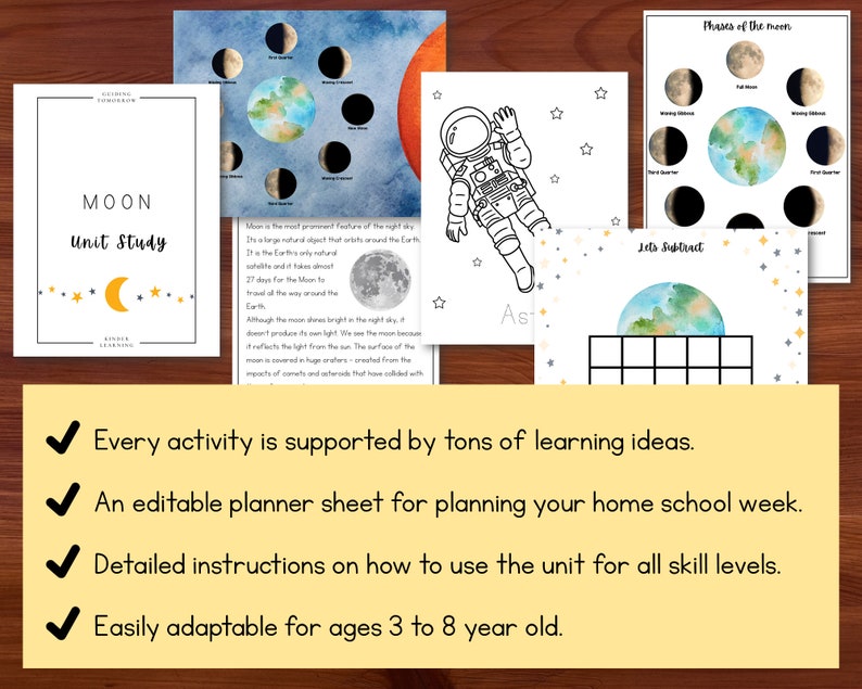 Moon Phases, Lunar Unit Lesson Plan, Printable Homeschool Learning ...