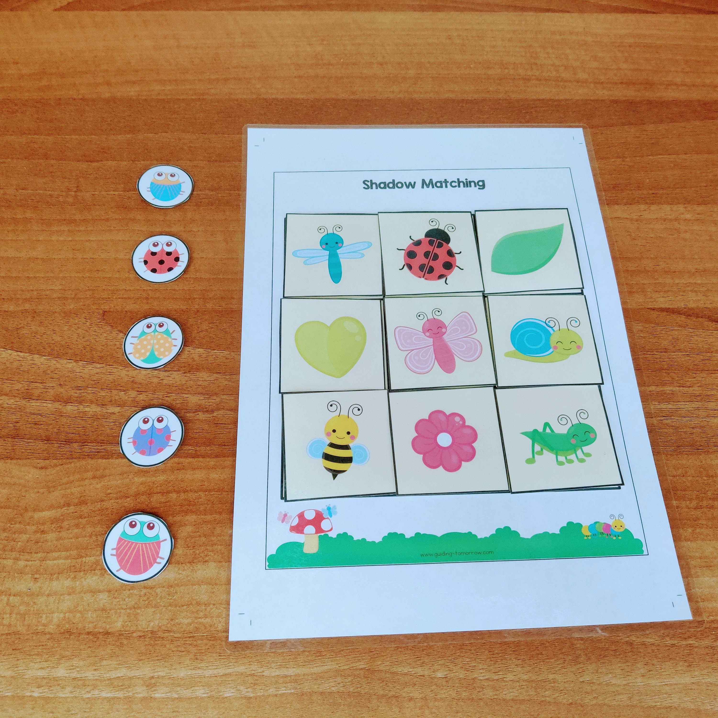 Shadow Matching Activity, Toddler Busy Book Printable Page, Bugs and ...