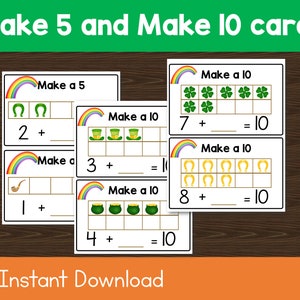 Preschool, Pre-k and K Math Task Cards for Addition to 5 and 10 | Saint ...