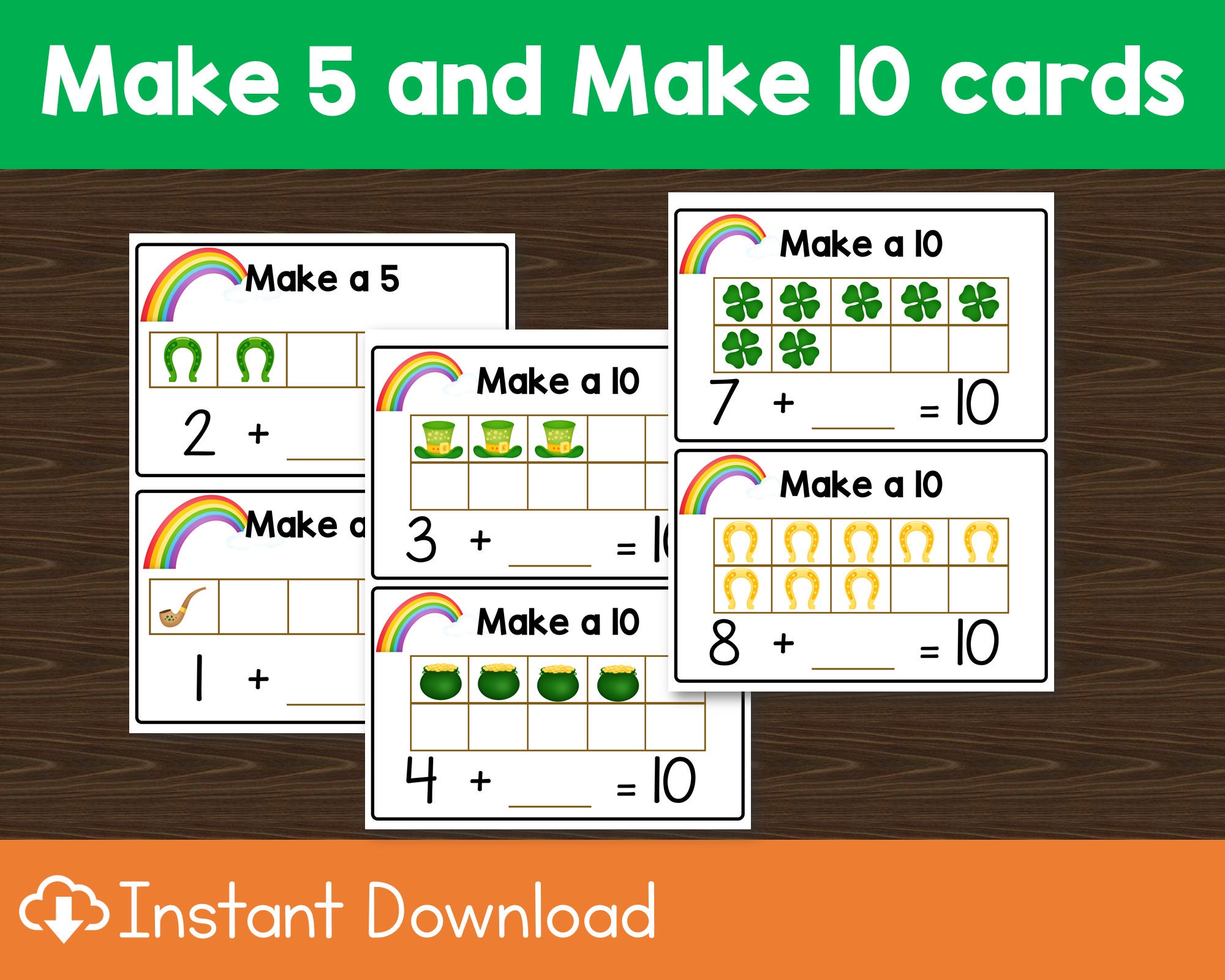 Preschool, Pre-k and K Math Task Cards for Addition to 5 and 10 | Saint ...