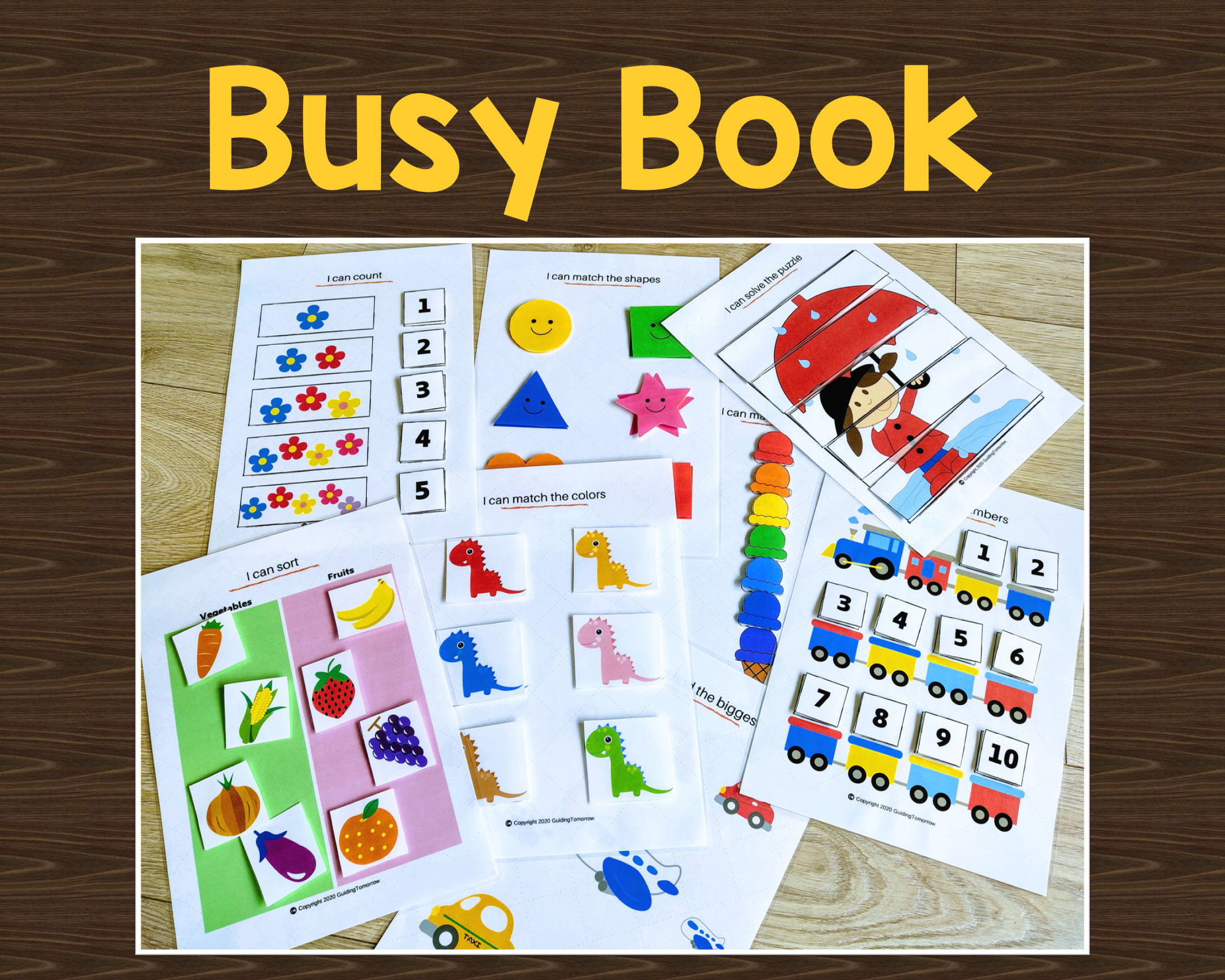 Printable Toddler Busy Book Bundle, Busy Book Toddler 1 Year Old, Busy ...