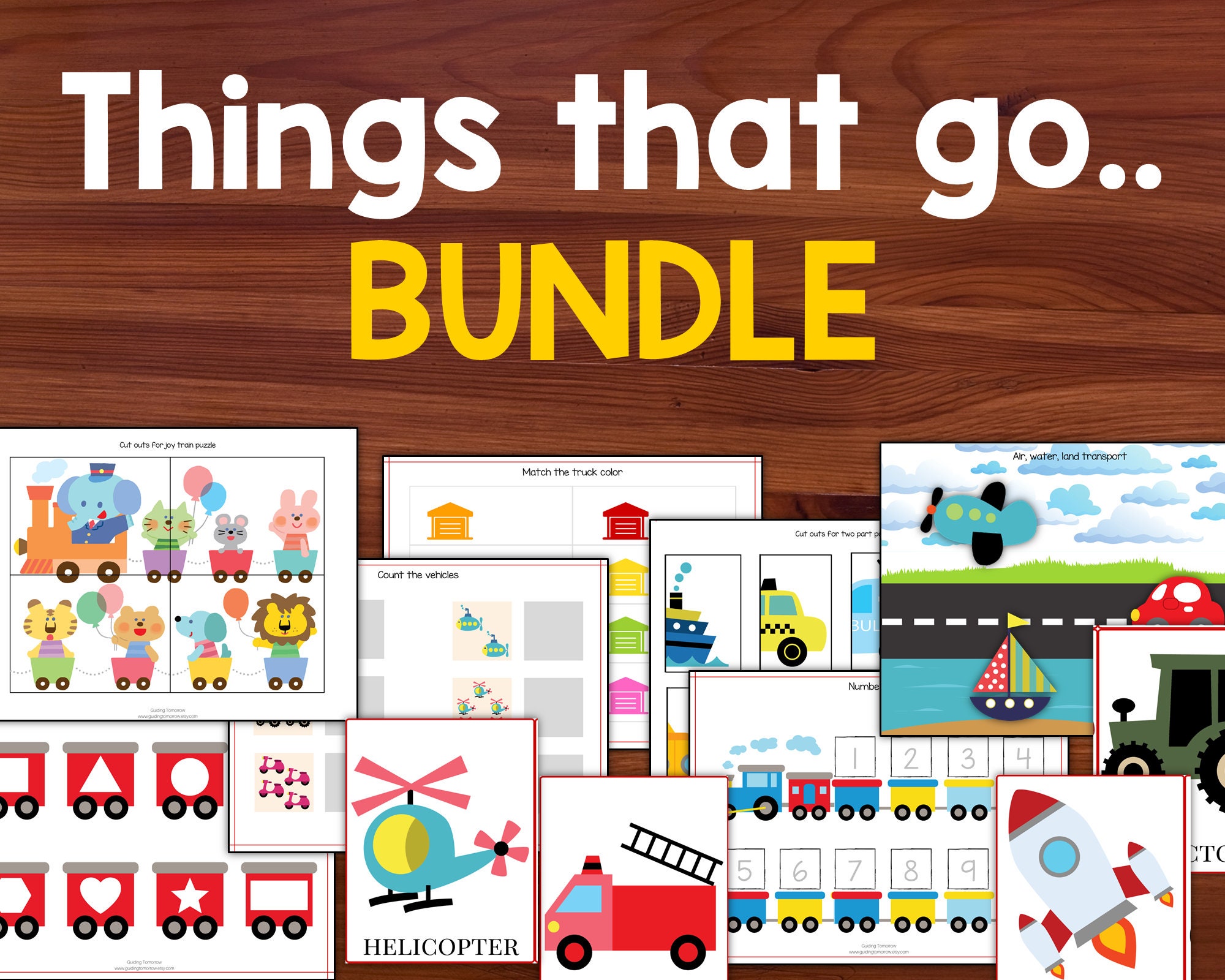 Things That Go Printable Toddler Busy Book and Toddler Flash Cards ...