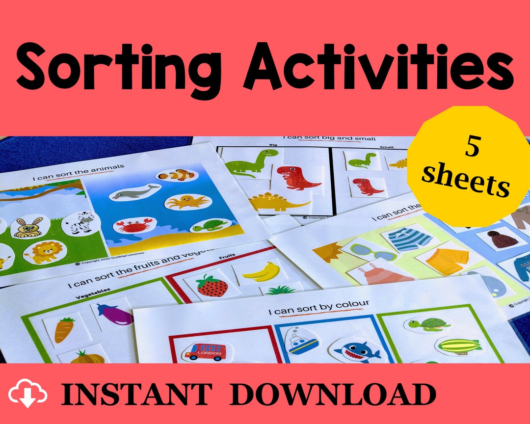 Toddler Sorting Activity, Toddler Busy Book Printable, Preschool ...