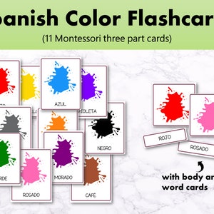 Spanish Flashcards for Toddlers, Color Flash Cards, Montessori Flash ...
