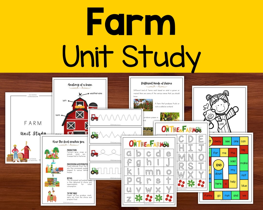 Farm Kindergarten Homeschool Lesson, Farm to Table Unit Study, Spring ...