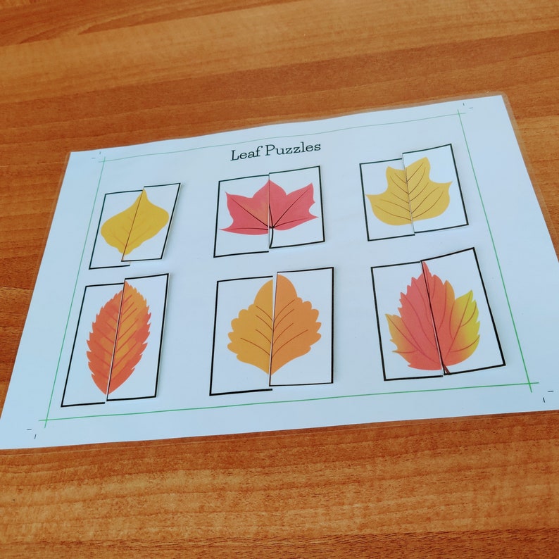 Autumn Fall Leaf Printable Puzzle, Leaf Matching Activity, Printable ...