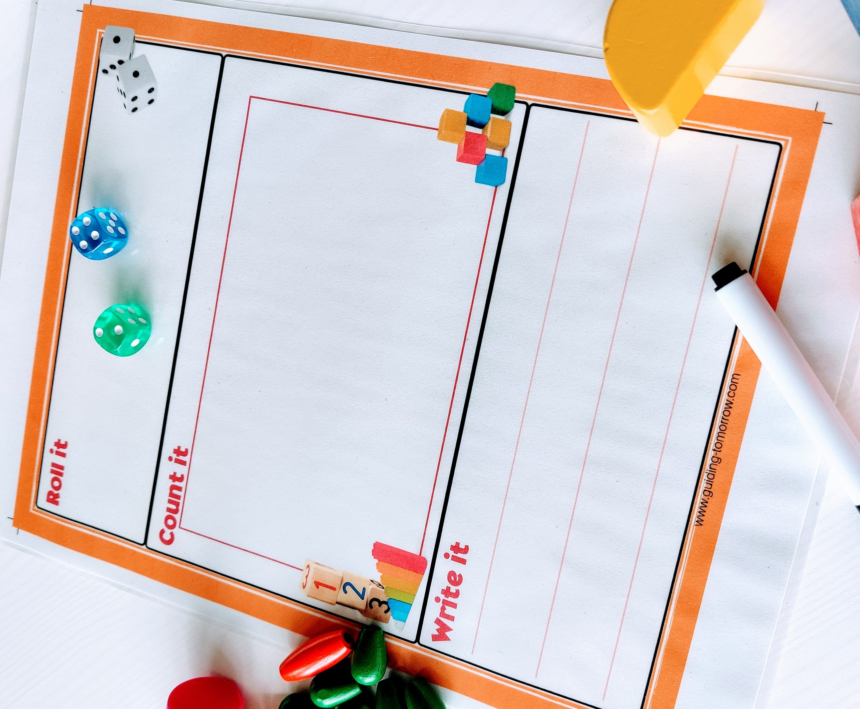 Counting Dice Game Printable, Math Activity, Homeschool Worksheet ...