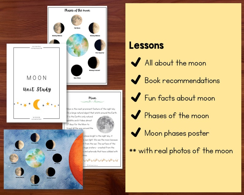 Moon Phases, Lunar Unit Lesson Plan, Printable Homeschool Learning ...