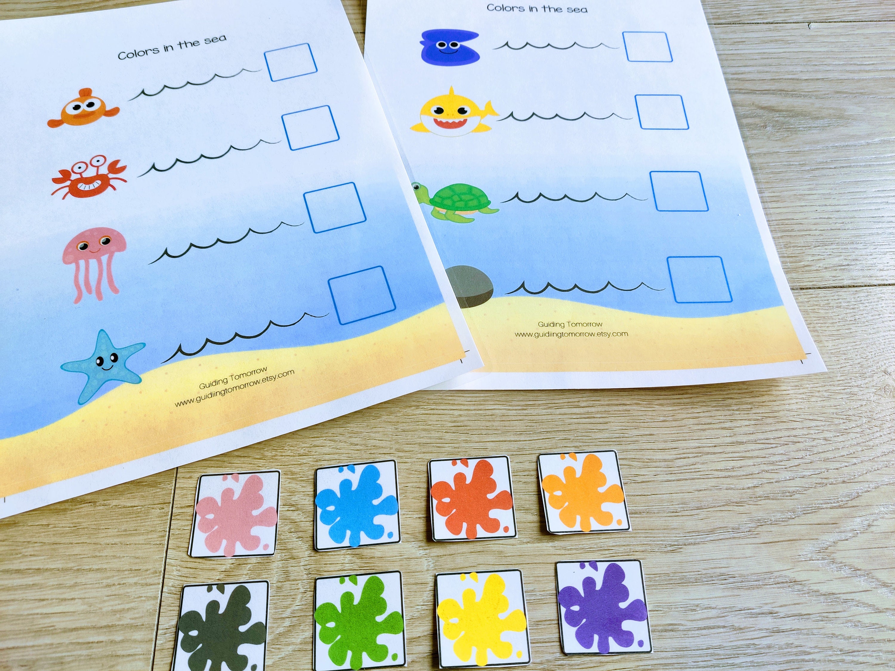 Color Matching Activity for Toddlers, Ocean Animals, Toddler Learning ...