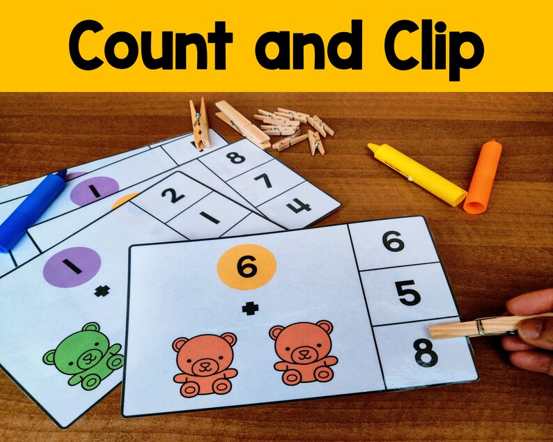 Kindergarten Math Addition Activity, Clip Cards, Task Cards With ...
