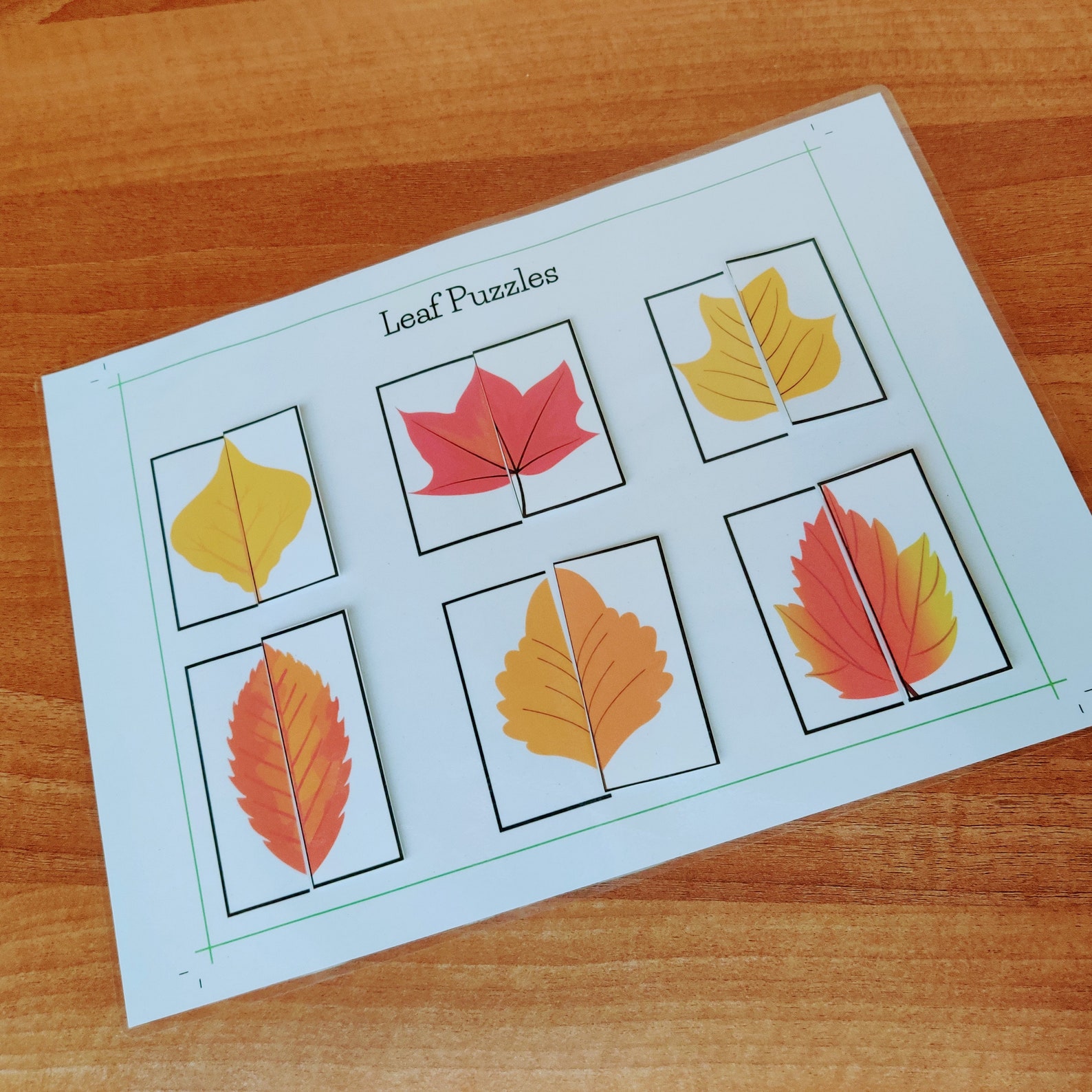 Autumn Fall Leaf Printable Puzzle, Leaf Matching Activity, Printable ...