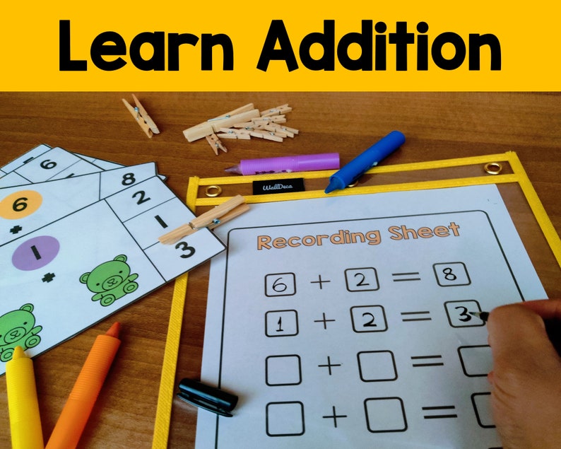 Kindergarten Math Addition Activity, Clip Cards, Task Cards With ...