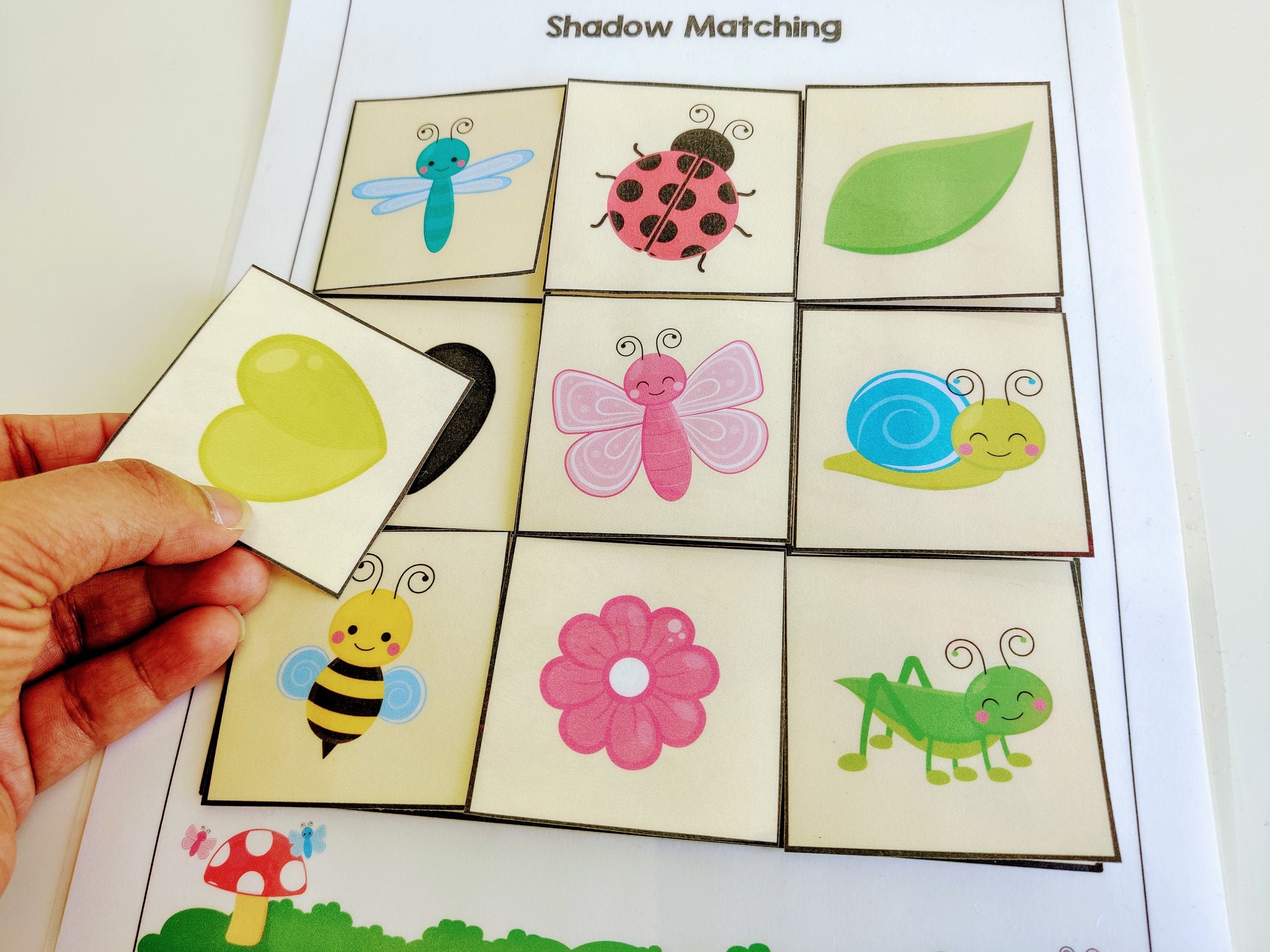 Shadow Matching Activity, Toddler Busy Book Printable Page, Bugs and ...