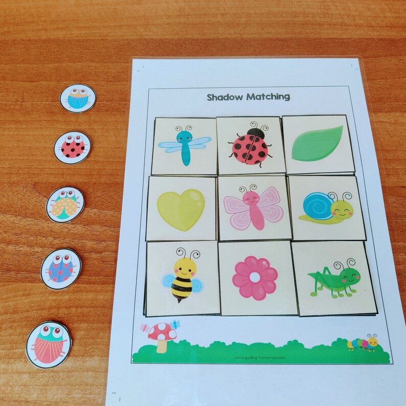Shadow Matching Activity, Toddler Busy Book Printable Page, Bugs and ...