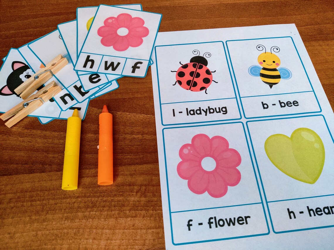 Printable Phonics Beginning Sound Flashcards and Clip Cards, Phonics ...
